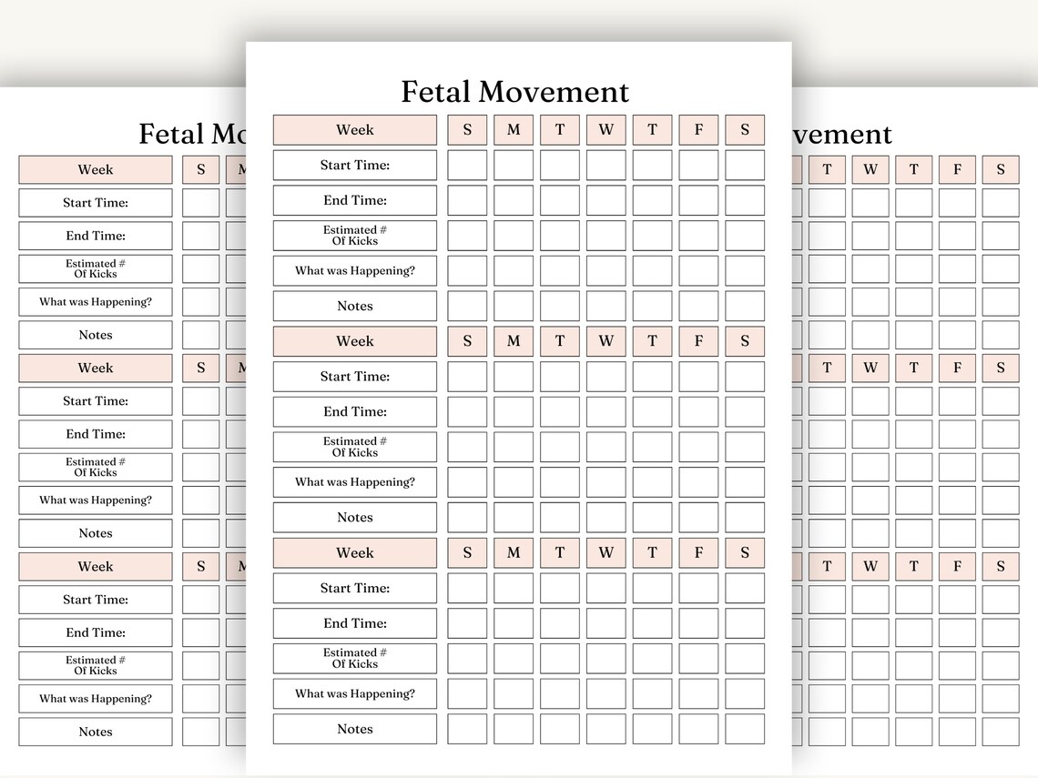 Fetal Moving Tracker Pregnancy Tracker Baby Kick Tracker Doula Template ...