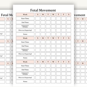 Fetal Moving Tracker Pregnancy Tracker Baby Kick Tracker Doula Template ...
