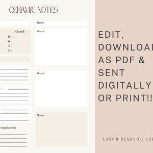 Ceramic Notes Bundle, Pottery Journal, Printable Ceramic Journal ...