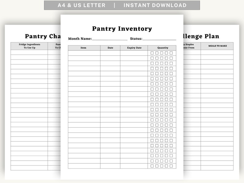 PLR & MRR Minimalist Pantry Inventory Tracker Kitchen Organization ...