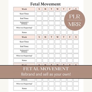Fetal Moving Tracker Pregnancy Tracker Baby Kick Tracker Doula Template ...