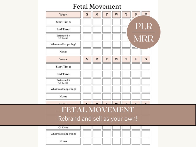 Fetal Moving Tracker Pregnancy Tracker Baby Kick Tracker Doula Template ...