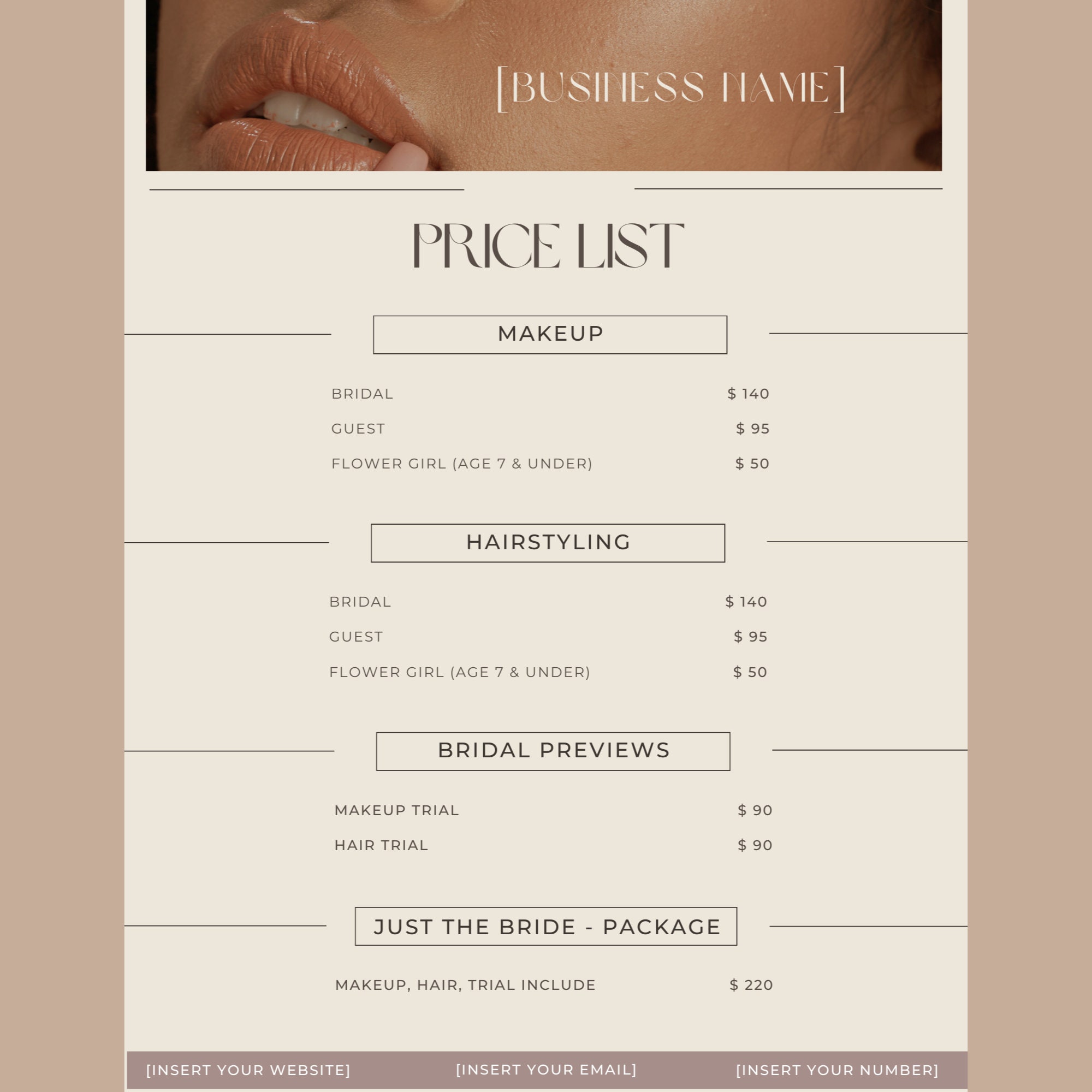 Minimal Price List Template, Editable Pricing Guide for Canva, Clean ...