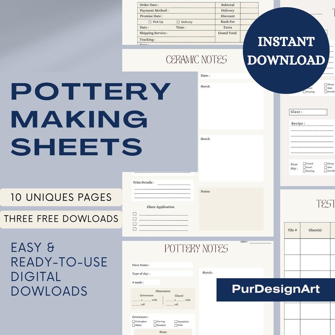 Bundle, Pottery Notes & Log Template, 10 Pages Pottery Log - Etsy