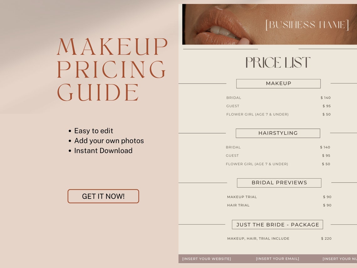 Minimal Price List Template, Editable Pricing Guide for Canva, Clean ...