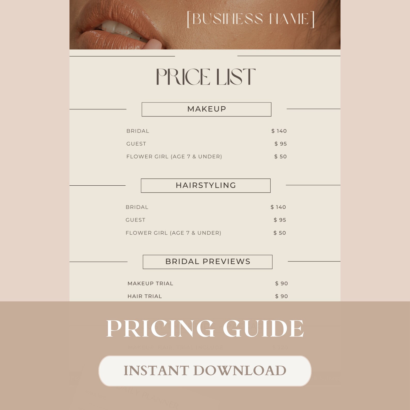 Minimal Price List Template, Editable Pricing Guide for Canva, Clean ...