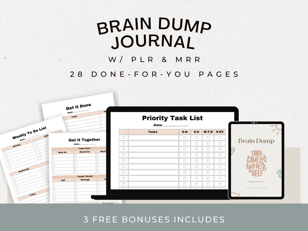 Brain Dump Journal Thought Planner ADHD Planner Work From Home Mind Map ...