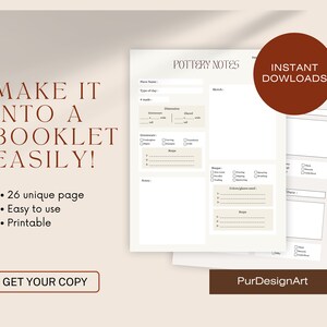 Pottery All-in-one Notes & Planner Bundle: Ceramic Journal Log Template ...