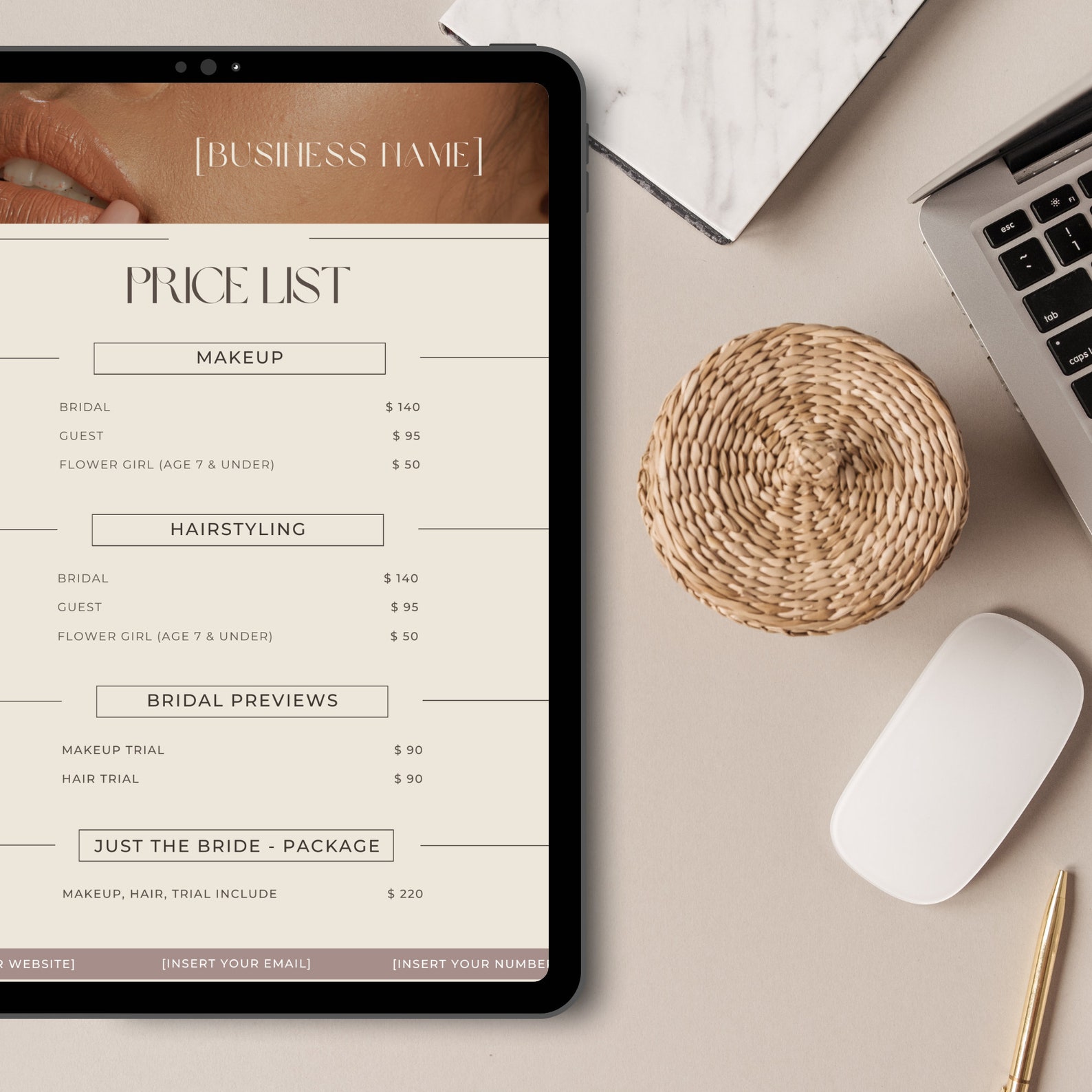 Minimal Price List Template, Editable Pricing Guide for Canva, Clean ...