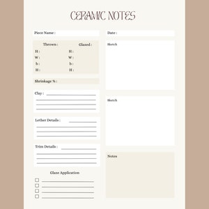Ceramic Notes Bundle, Pottery Journal, Printable Ceramic Journal ...