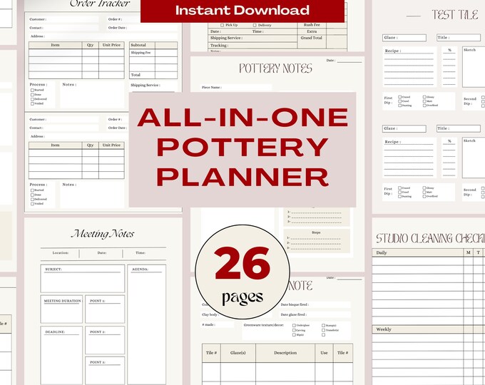 Pottery Notes & All-in-one Planner Bundle: Ceramic Journal + Log ...