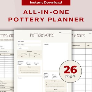 Pottery All-in-one Notes & Planner Bundle: Ceramic Journal Log Template ...