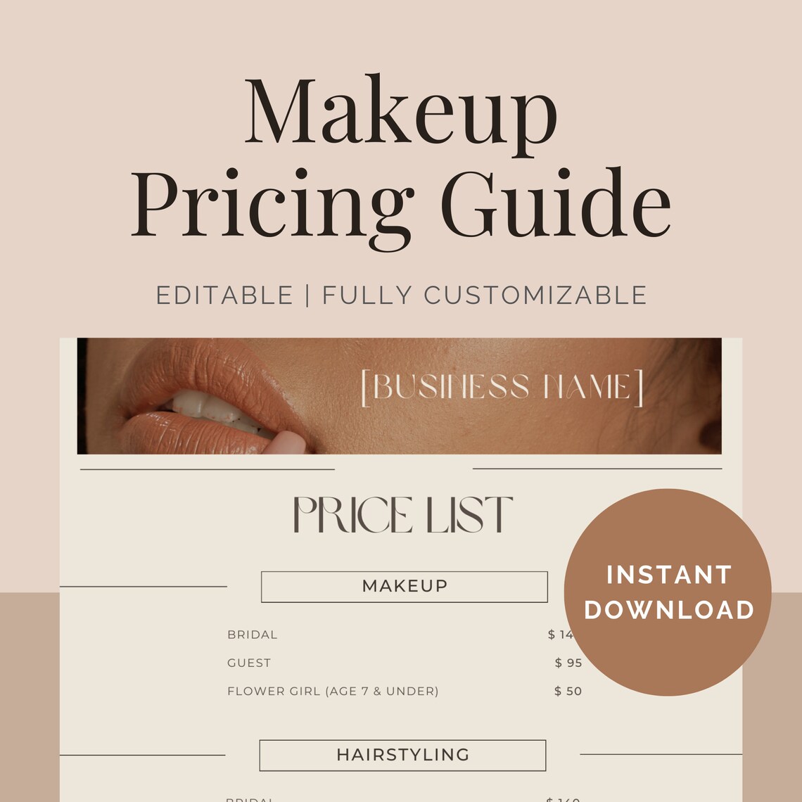 Minimal Price List Template, Editable Pricing Guide for Canva, Clean ...