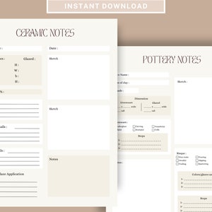 Ceramic Notes Bundle, Pottery Journal, Printable Ceramic Journal ...