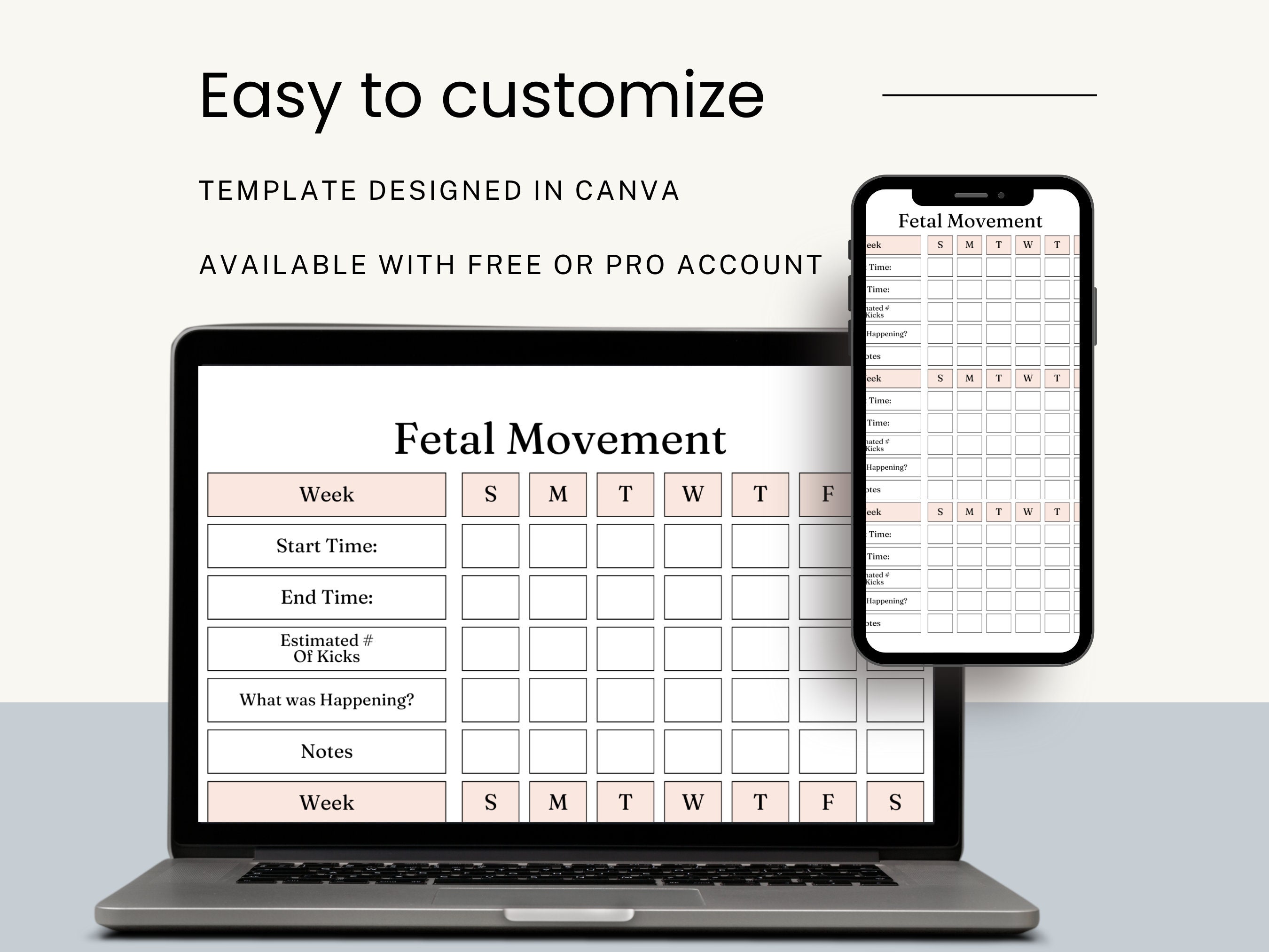 Fetal Moving Tracker Pregnancy Tracker Baby Kick Tracker Doula Template ...