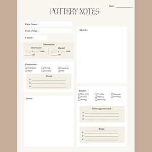 Ceramic Notes Bundle, Pottery Journal, Printable Ceramic Journal ...