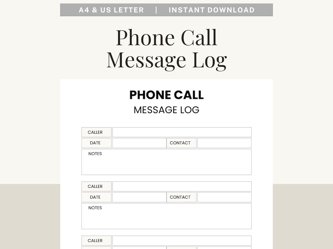 Phone Call Message Log, Communication Log Printable Call Tracker ...