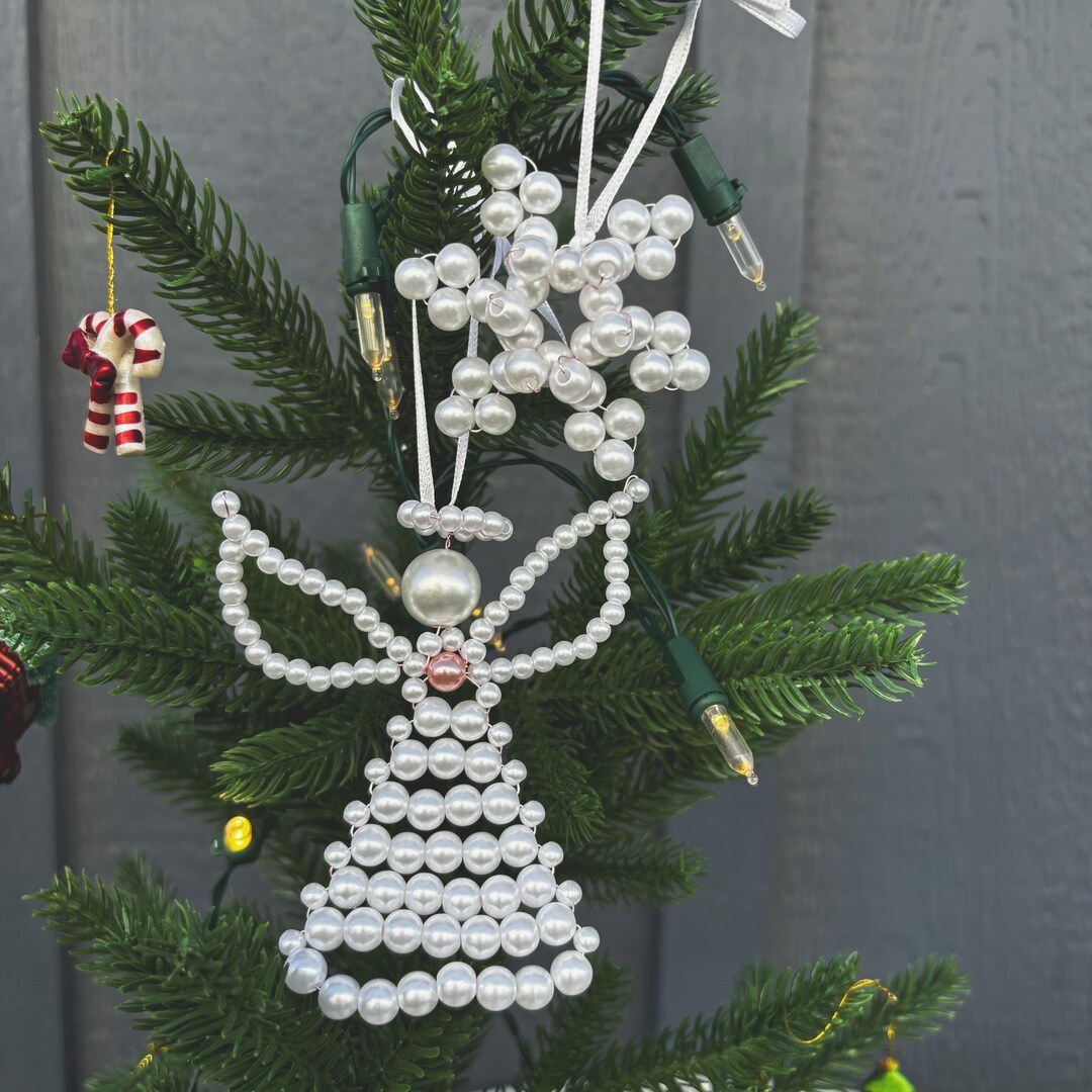 Vintage-inspired Pearl Angel Christmas Ornament | Beaded Holiday Decor ...