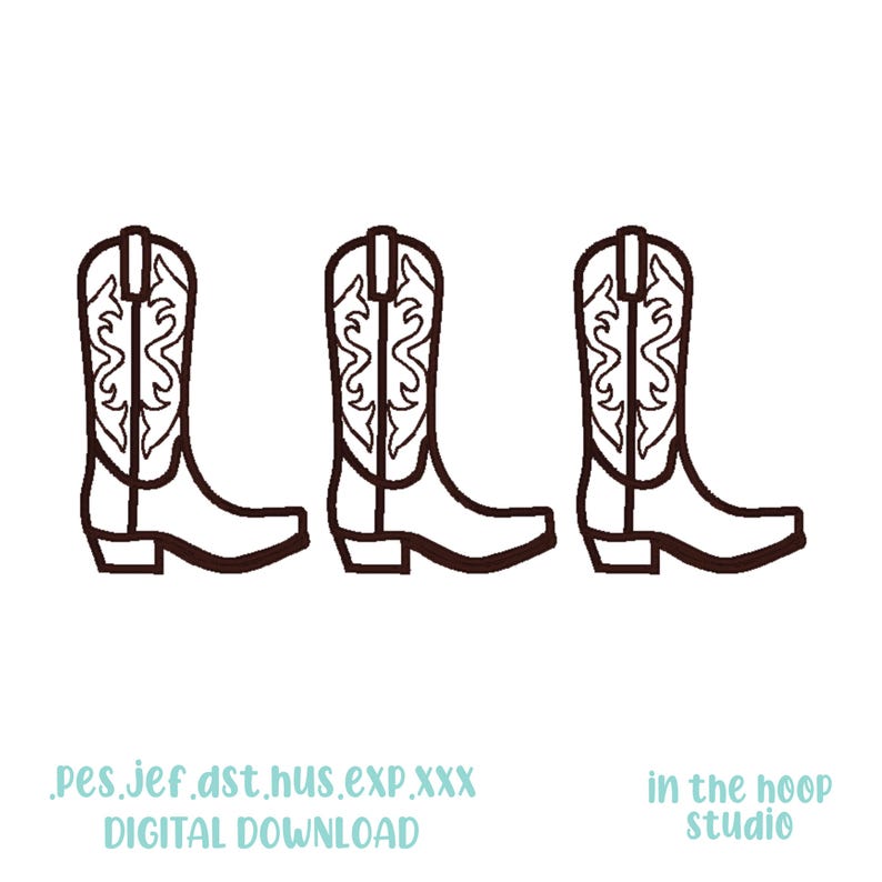 COWBOY BOOTS Applique Design Machine Embroidery Digital Download ...