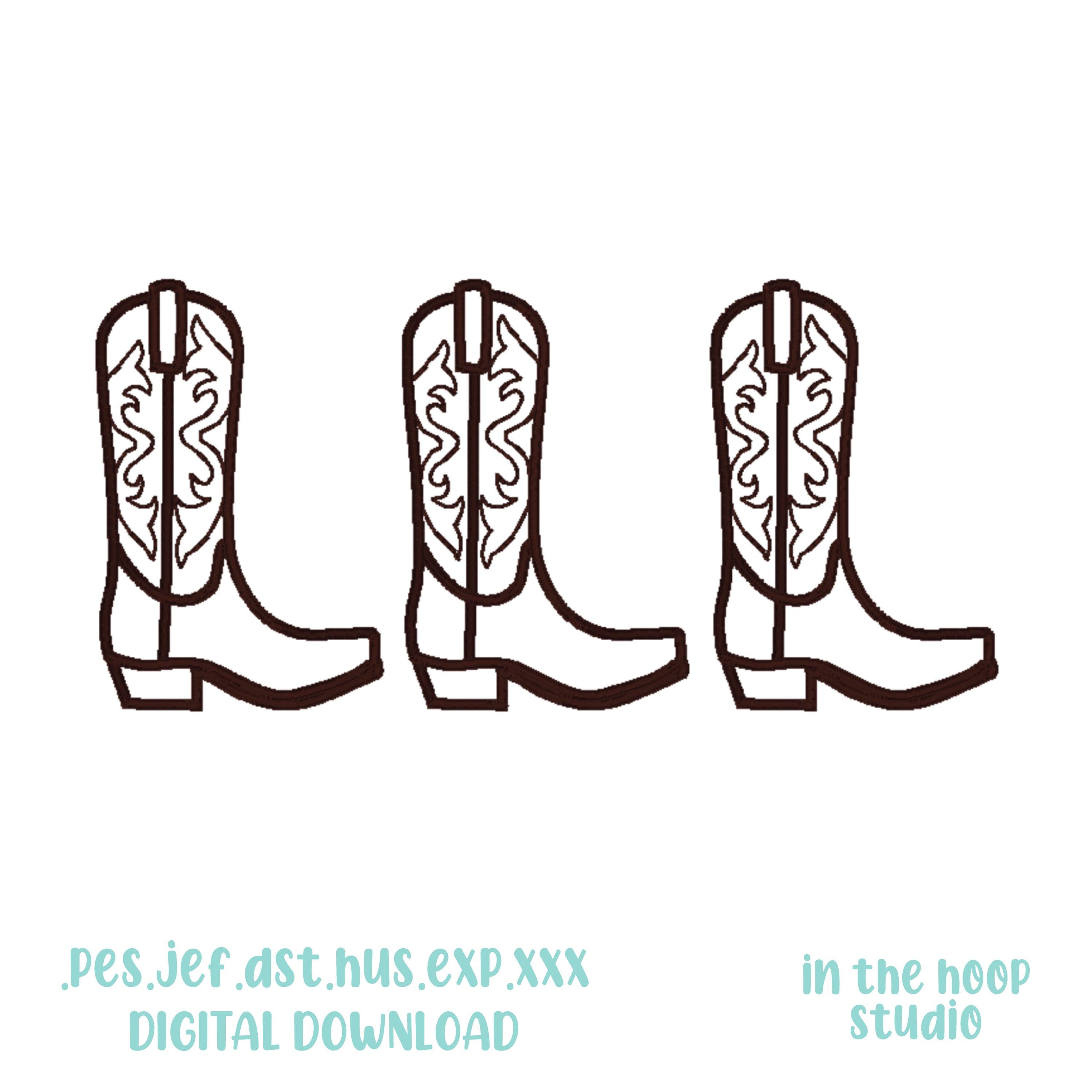 COWBOY BOOTS Applique Design Machine Embroidery Digital Download ...