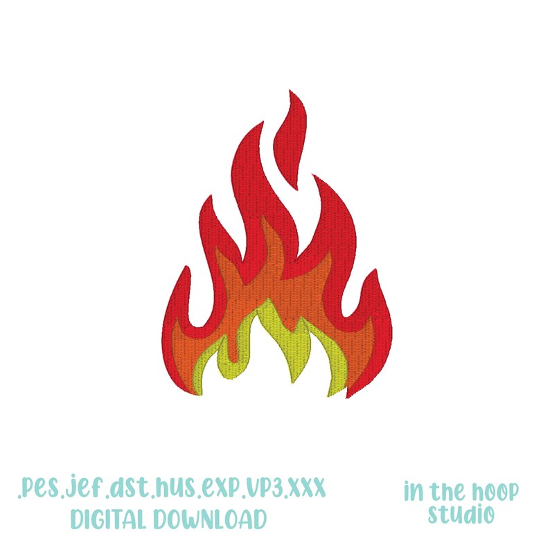 Flame Icon Fire Emoji Machine Embroidery 3 Sizes Digital Download ...