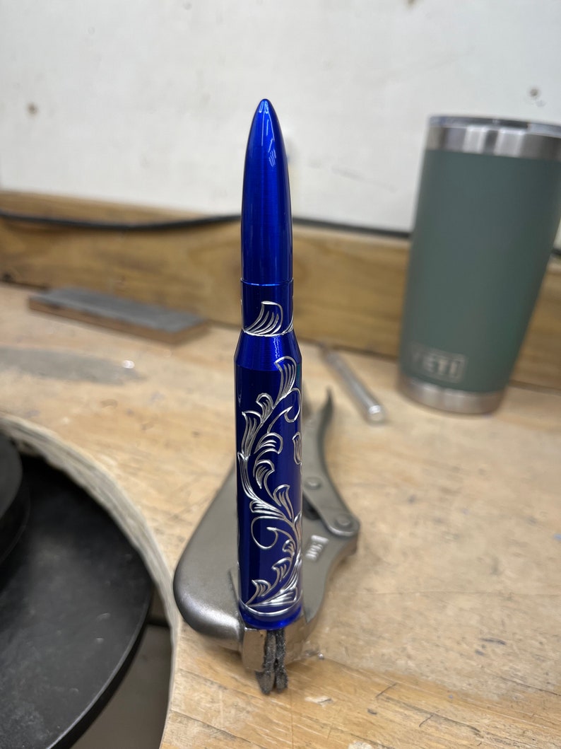 Blue Anodized Engraved Bullet Antenna - Etsy