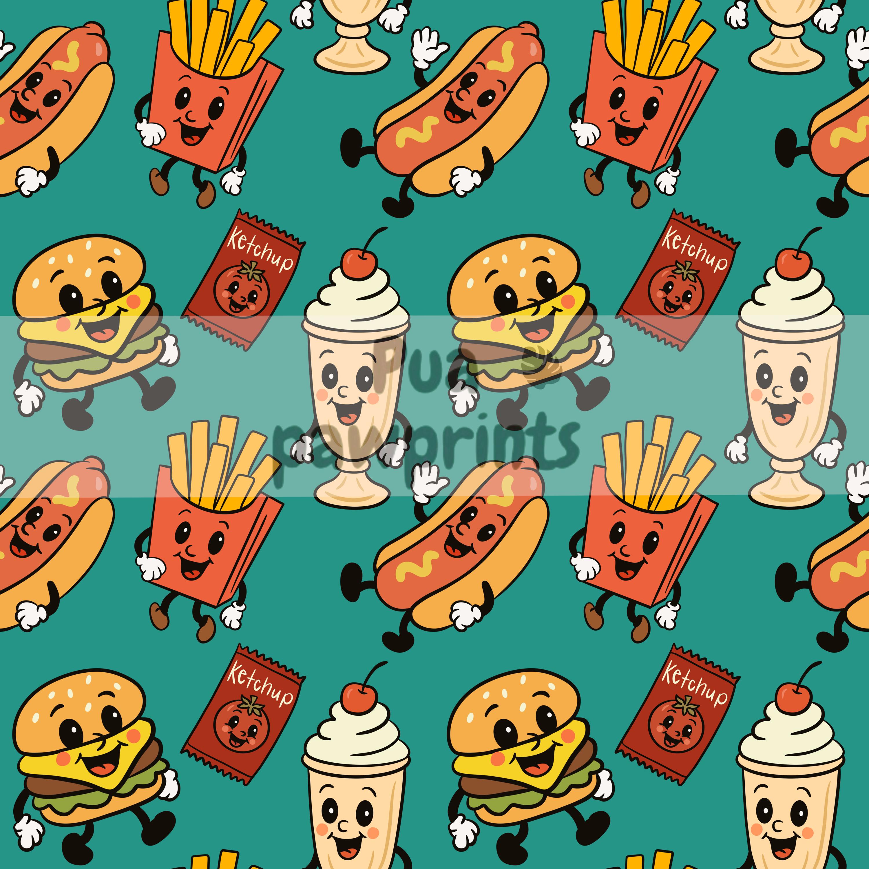 Vintage Diner Seamless Digital Pattern - Etsy