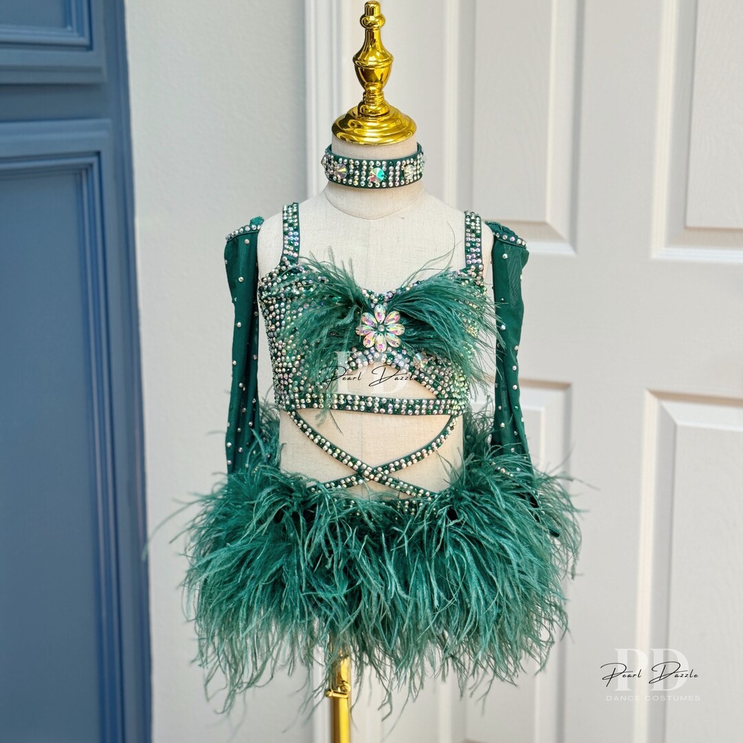 Made to Order Evergreen Feathers Customized Jazz Musical Dance Costume ...