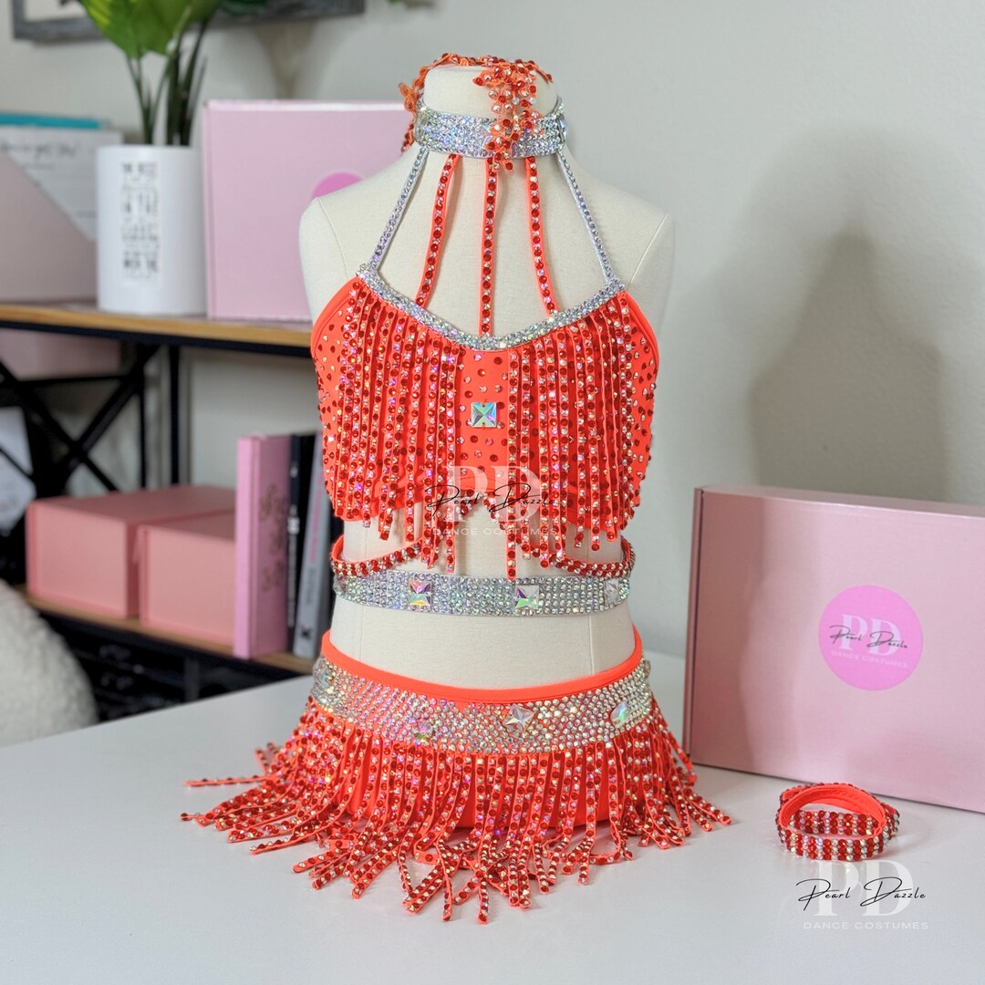 Ready to Ship 9/10Y Neon Orange Customized Jazz Dance Costume - Etsy