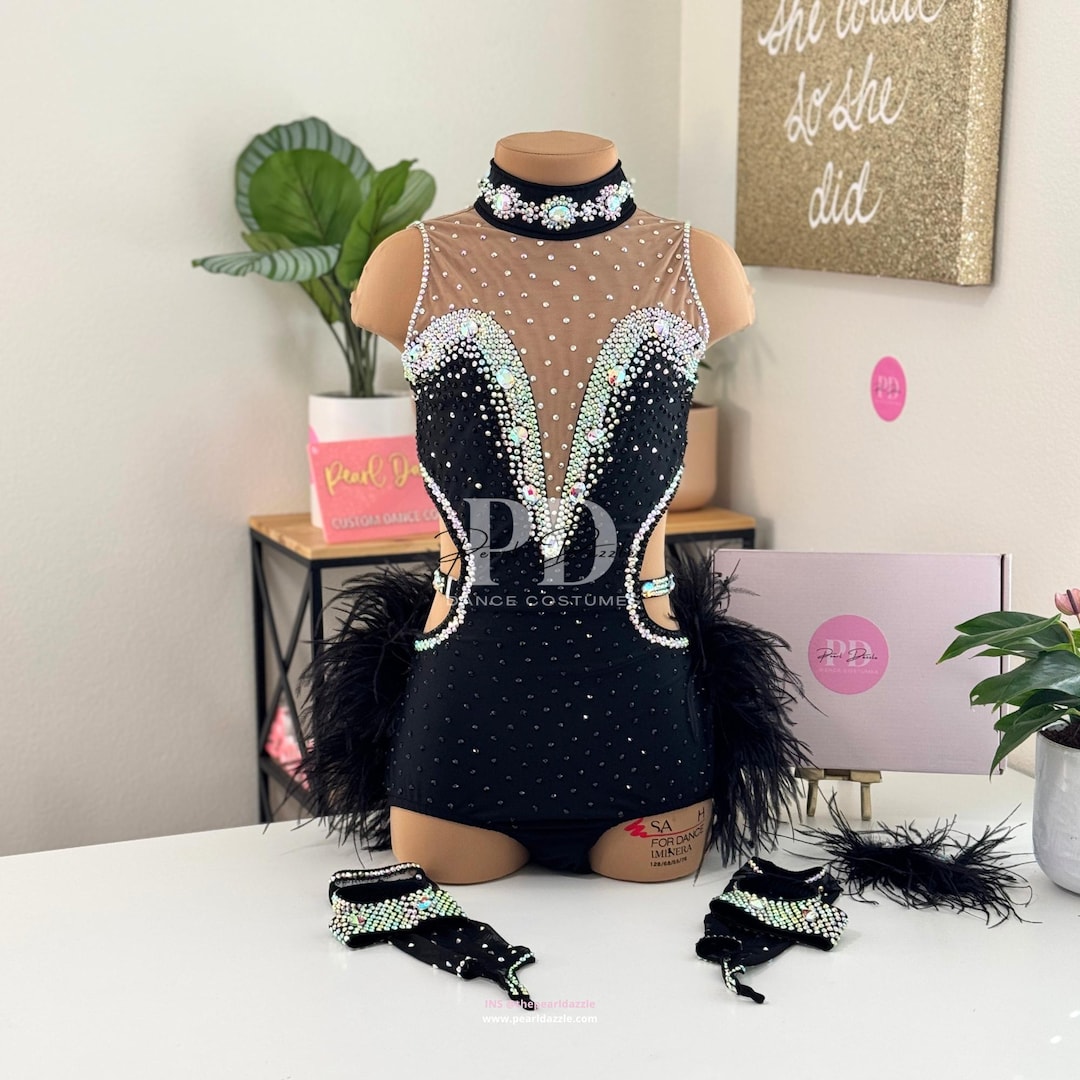 Black/custom Colors Diamond Glamour Feather Jazz/musical Theater Dance ...