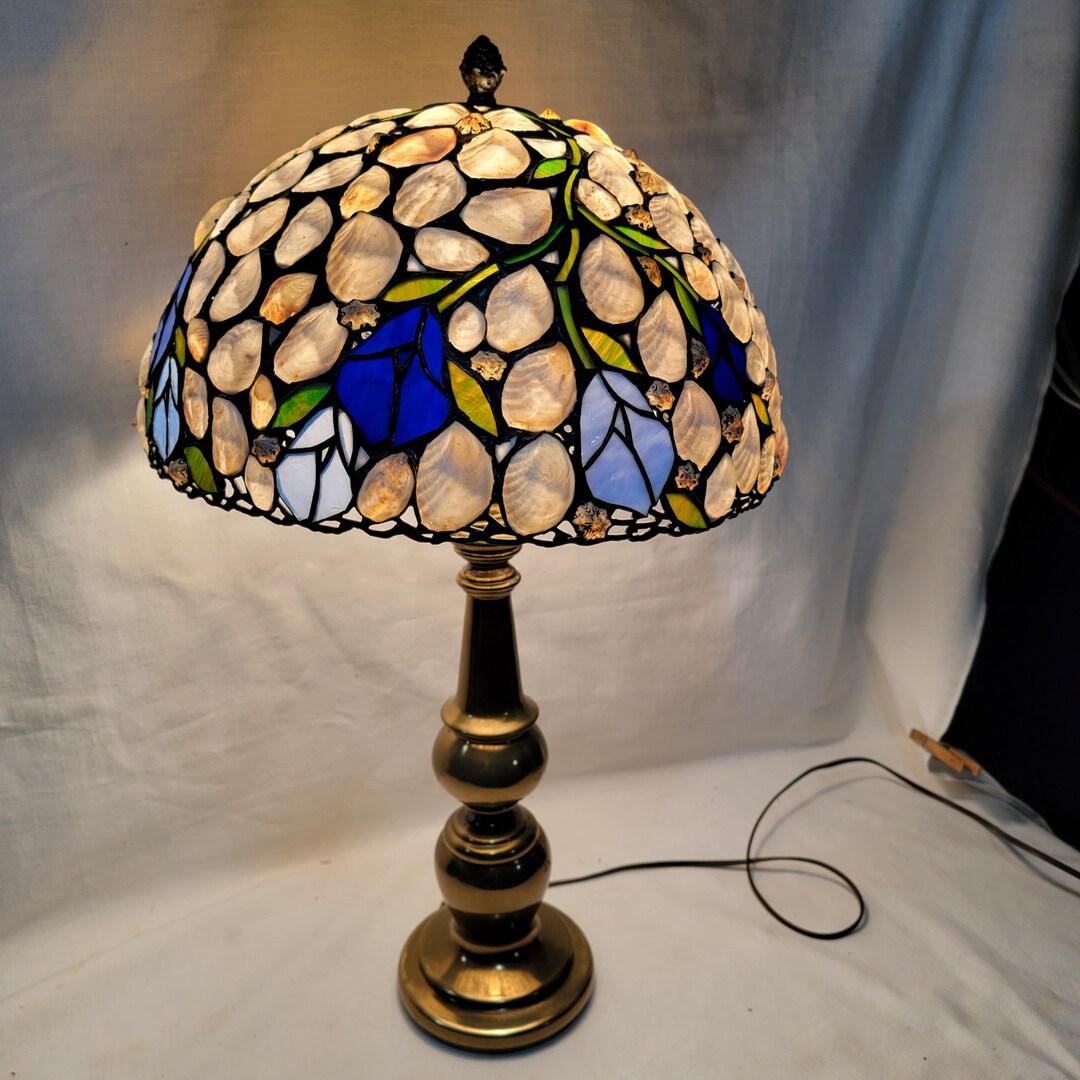 Richard Hoosin Signed Sea Shell Brass Table Lamp 24 Inch Tall 14 Inch ...