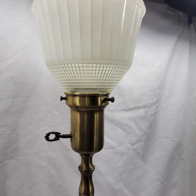 Rembrandt Torchiere 28 Inch Brass Table Lamp With Milk Glass Shade 3 ...