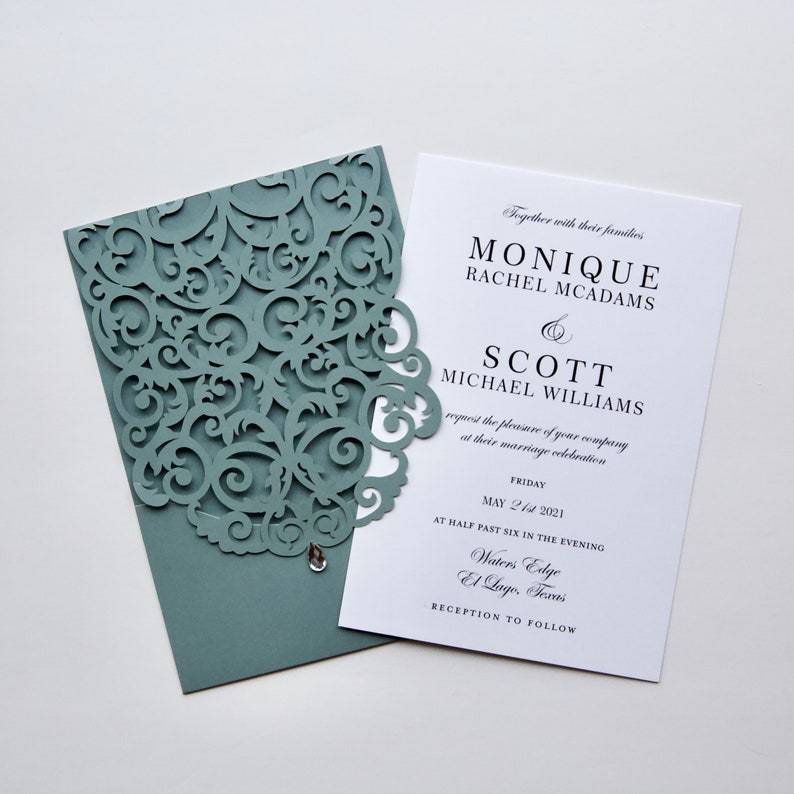 Laser Cut Folder Pocket With Jewel - Etsy