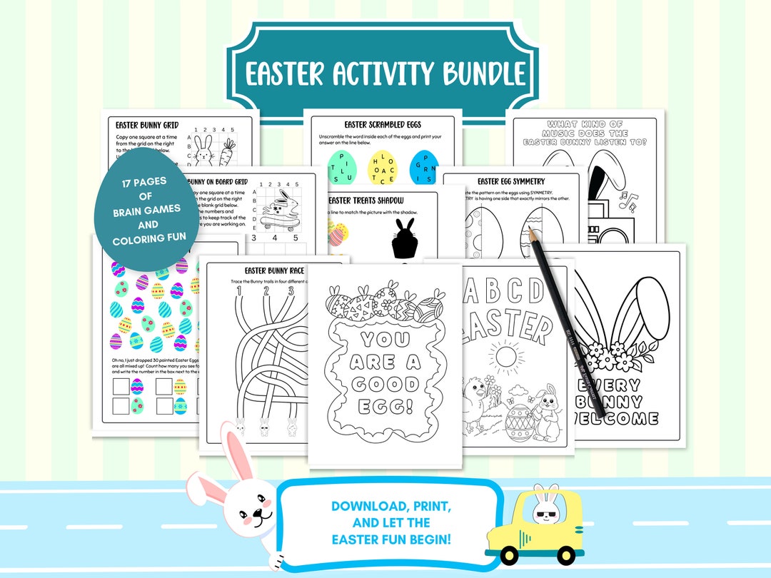 Easter Activity Printable Bundle for Kids, Easter Brain Games and ...