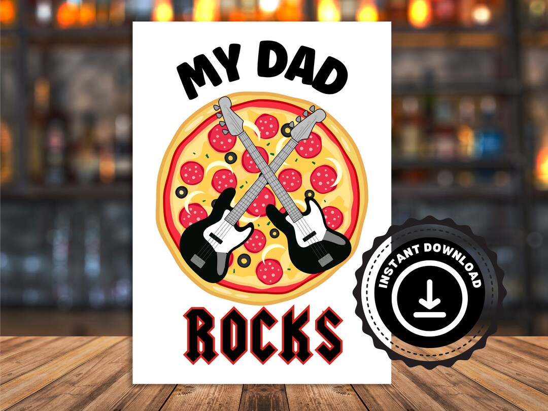 Funny Birthday Card for Dad, Cheesy Pizza Dad Joke Card, My Dad Rocks ...
