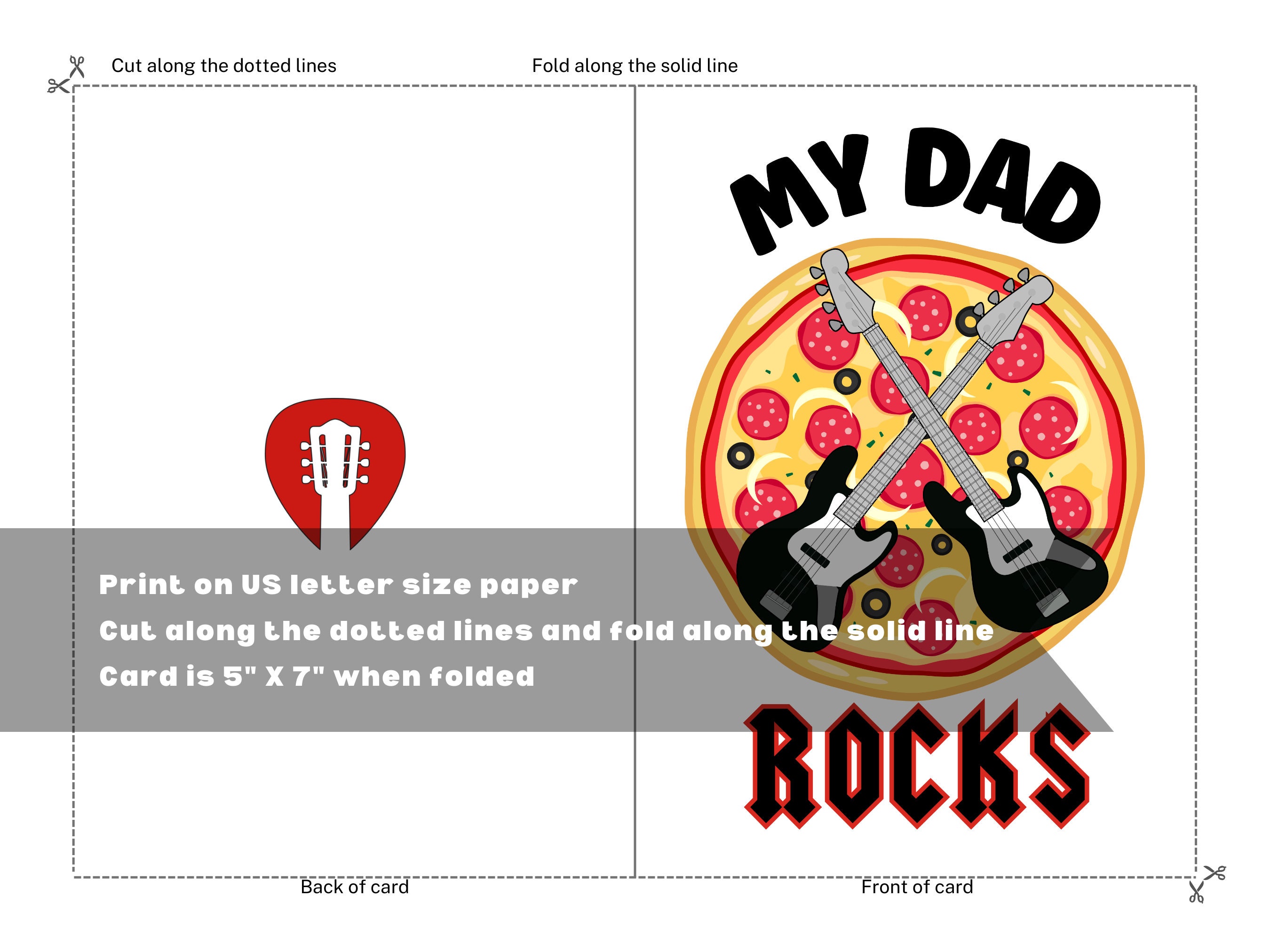 Funny Birthday Card for Dad, Cheesy Pizza Dad Joke Card, My Dad Rocks ...