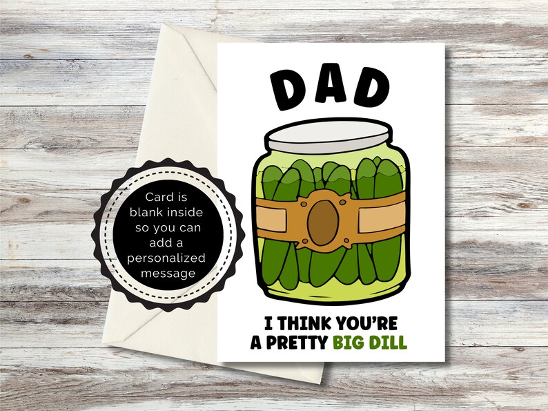 Funny Birthday Card for Dad, Jar of Dill Pickles, Dad Joke Greeting ...