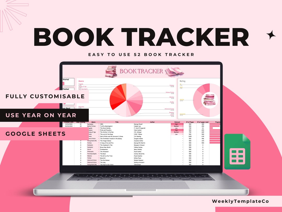 2024 Book Goals Reading Spreadsheet, Digital Book Tracker, Google Sheets Book Reading Journal ...