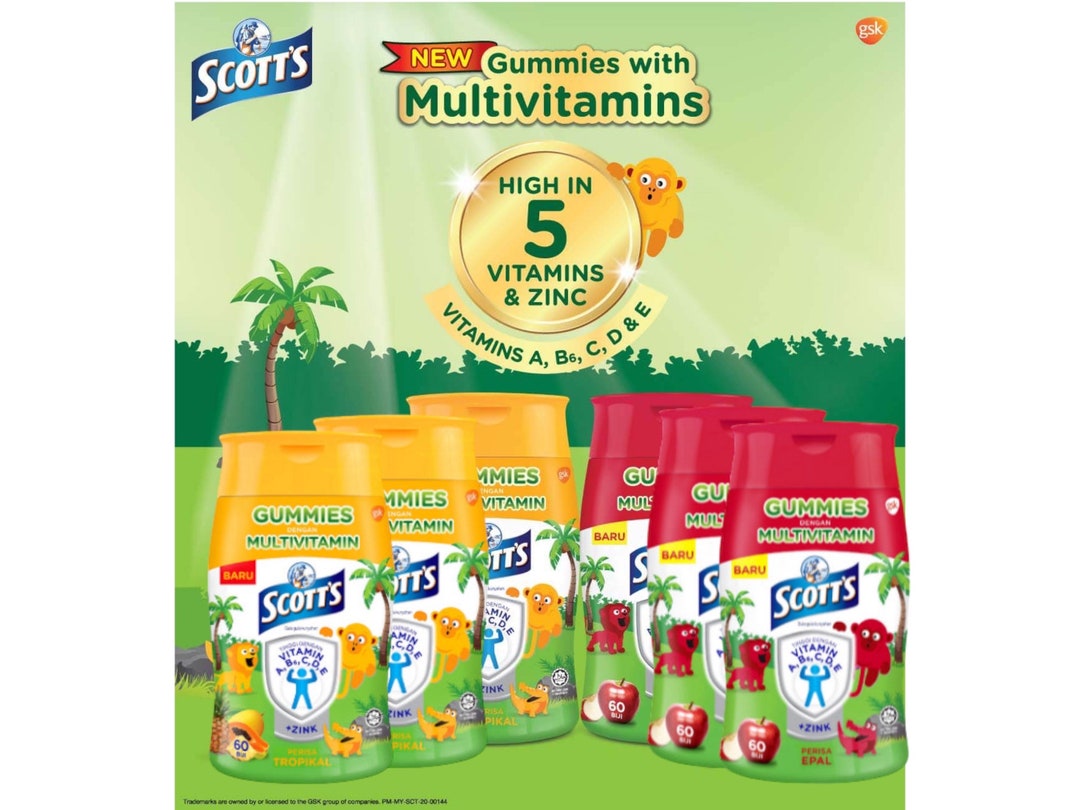 6 Bottles Scotts Multivitamins Gummies for Kids. 1 Bottle Contains 60 ...