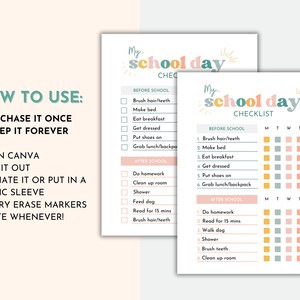 Kids Daily School Routine Checklist Chore Chart Printable To-do List - Etsy