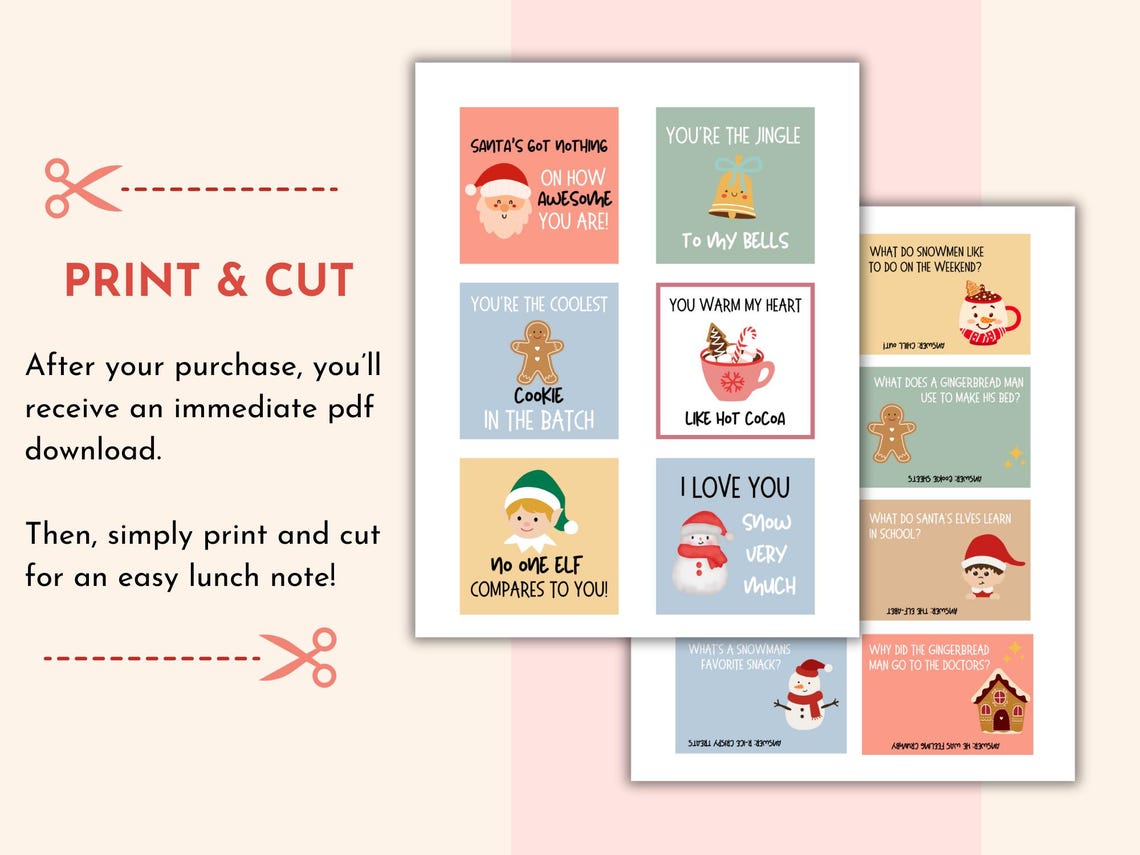 28 Christmas Lunch Box Jokes for Kids Christmas Lunch Notes Printable ...