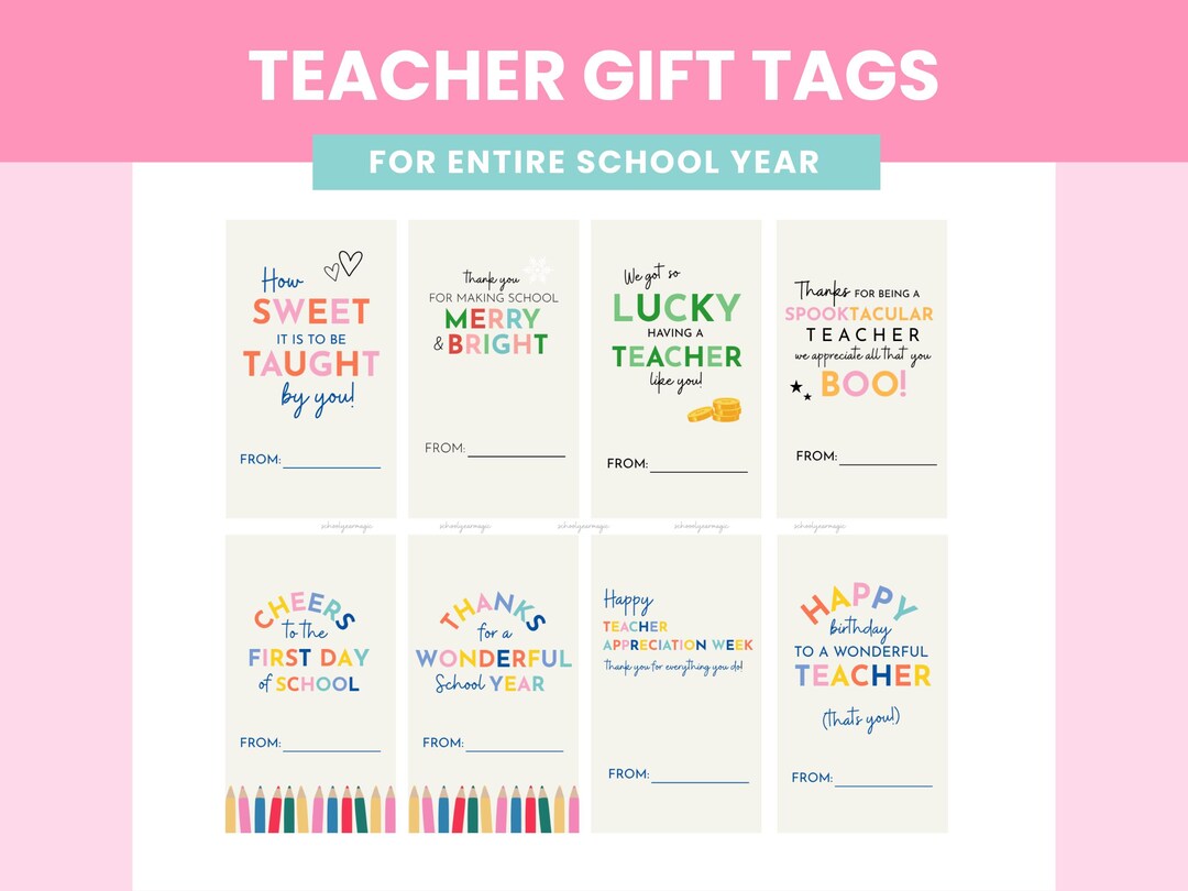 Printable Teacher Gift Tag Set | Christmas, Halloween, Teacher ...