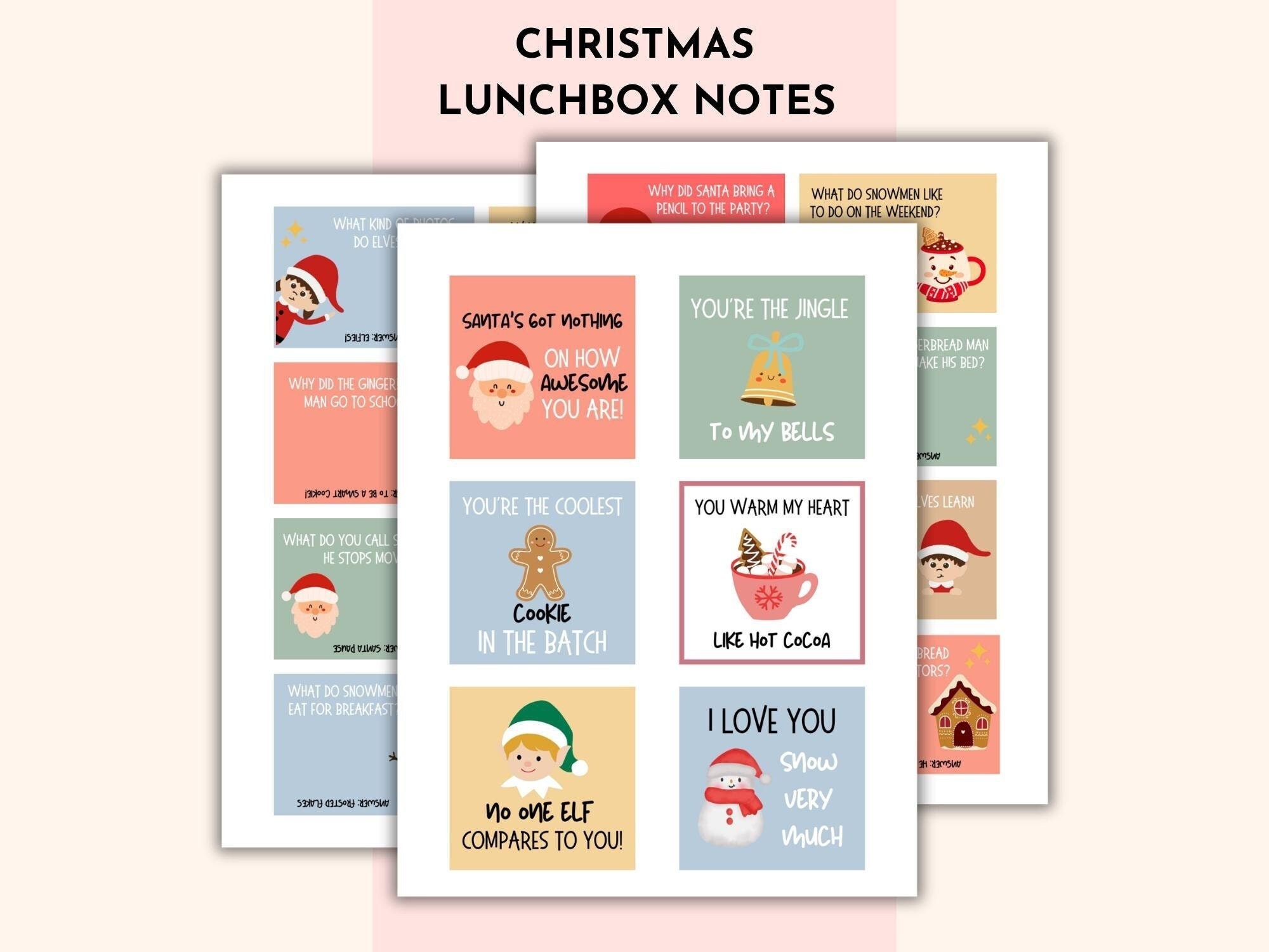 28 Christmas Lunch Box Jokes for Kids Christmas Lunch Notes Printable ...