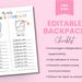 Printable Backpack Routine Checklist for Kids - Editable Daily Pack ...