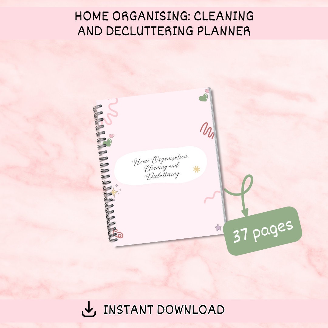 Home Organisation Cleaning and Decluttering Pink Planner Printable PDF ...