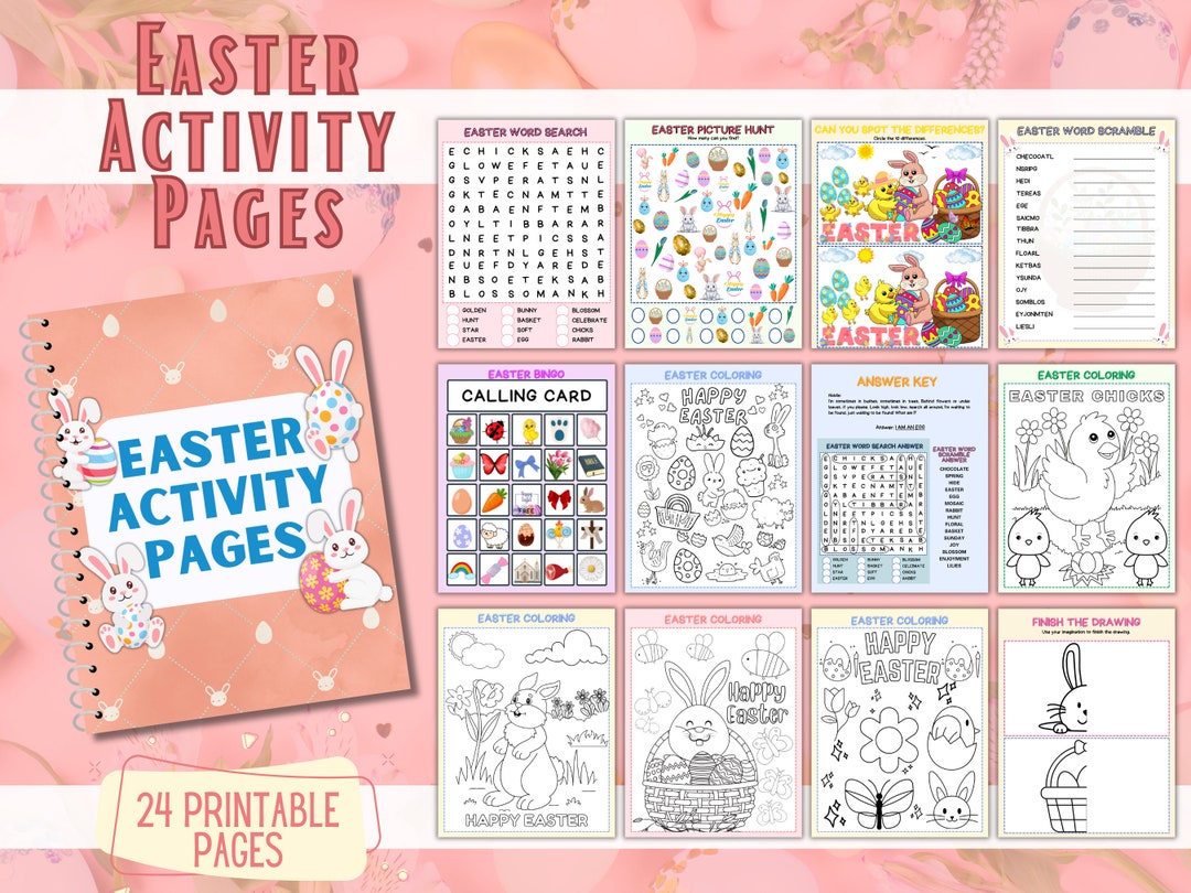 Easter Activity Book Printable Kids Activity Word Search Games Coloring ...