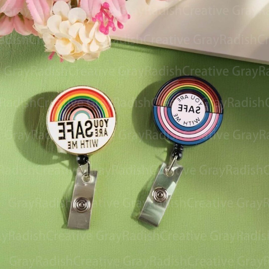 You Are Safe With Me Badge Reel, Pride Retractable Pass Holder, Lgbtq ...