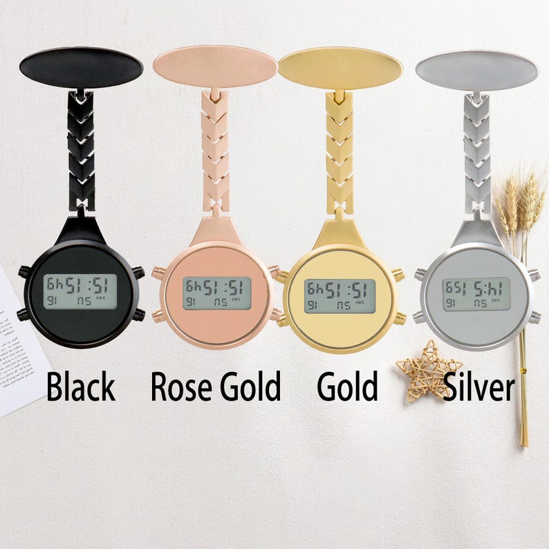 Personalized Digital Nurse Watch, Alloy Clip-on Brooch Fob, Night-glow ...