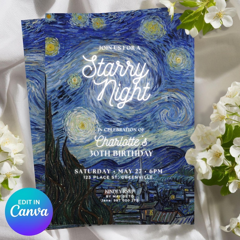 Starry Night Invitation - Etsy