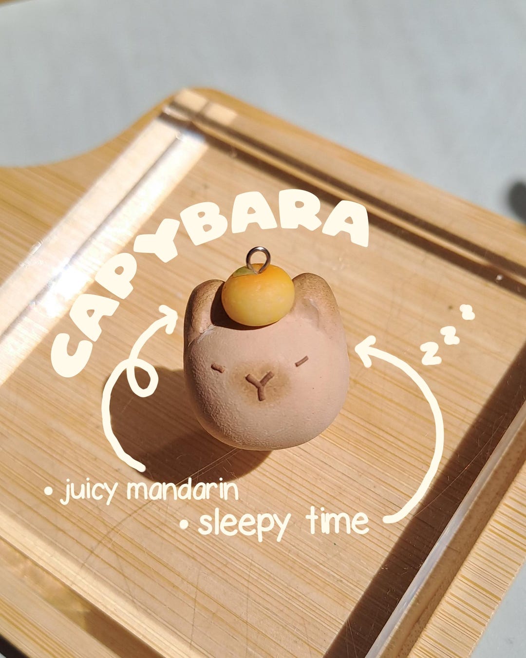 Cute Mandarin Capybara Head Keychain - Etsy